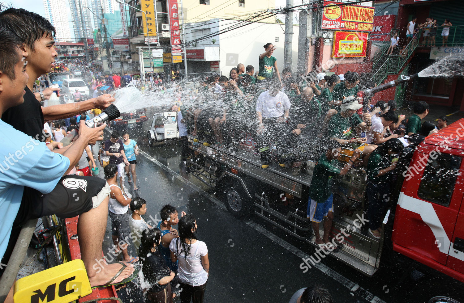 Filipinos Use Waterhose Douse Water On Editorial Stock Photo - Stock ...