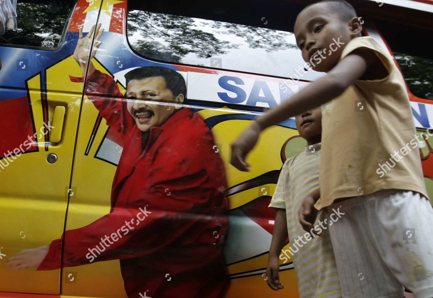 Filipino Children Walk Past Jeepney Popular Editorial Stock Photo ...