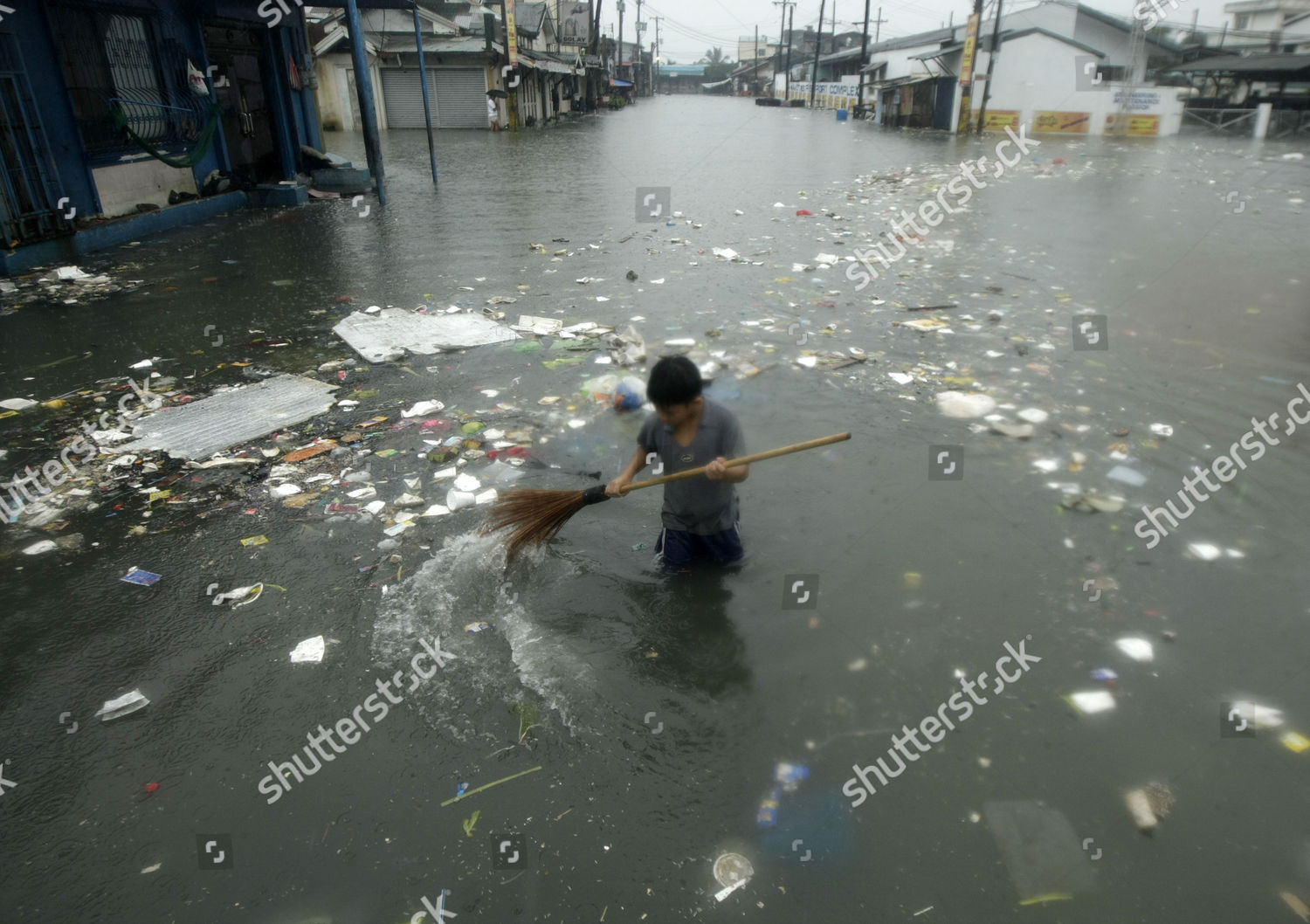 Filipino Wades Through Floods Trash Navotas Editorial Stock Photo ...