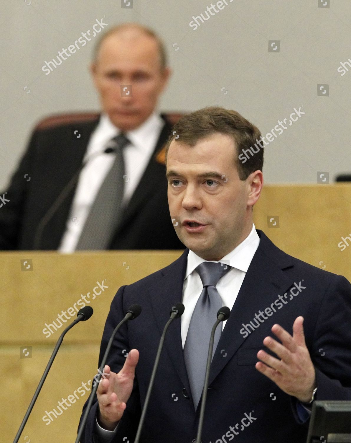 Former Russian President Dmitry Medvedev Addresses Editorial Stock ...