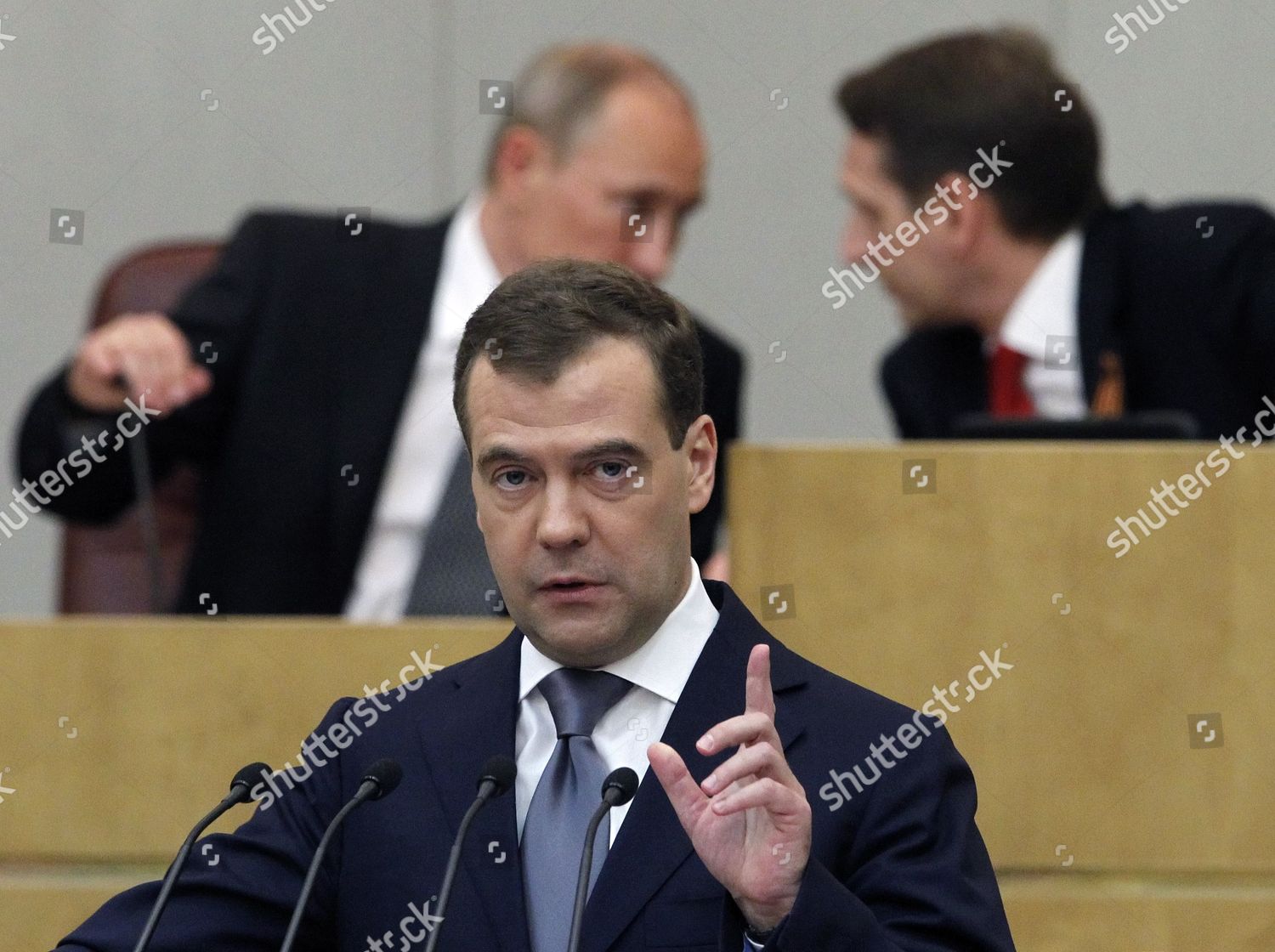 Former Russian President Dmitry Medvedev Addresses Editorial Stock ...