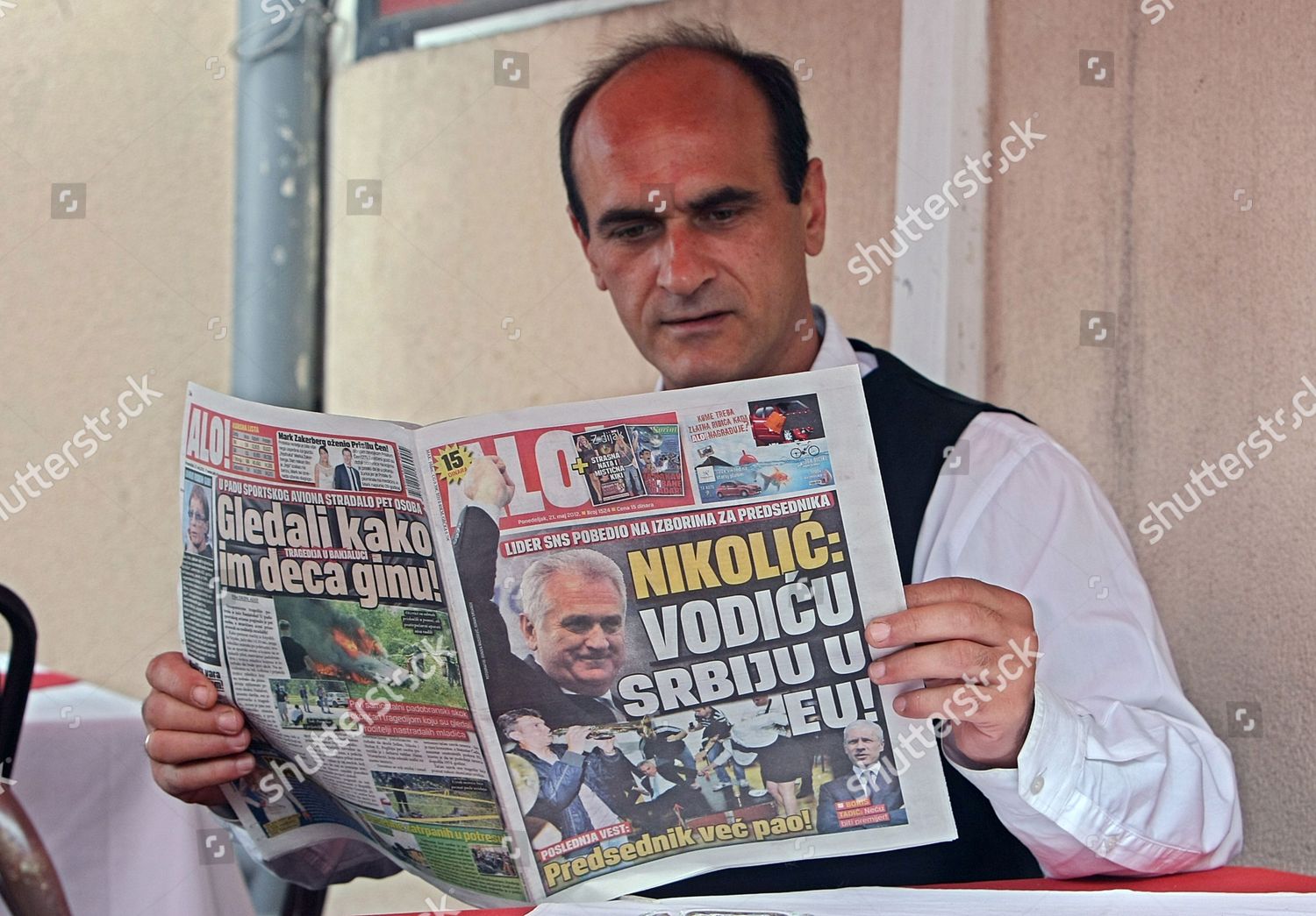Man Reads Local Daily Newspaper Dated Editorial Stock Photo - Stock ...