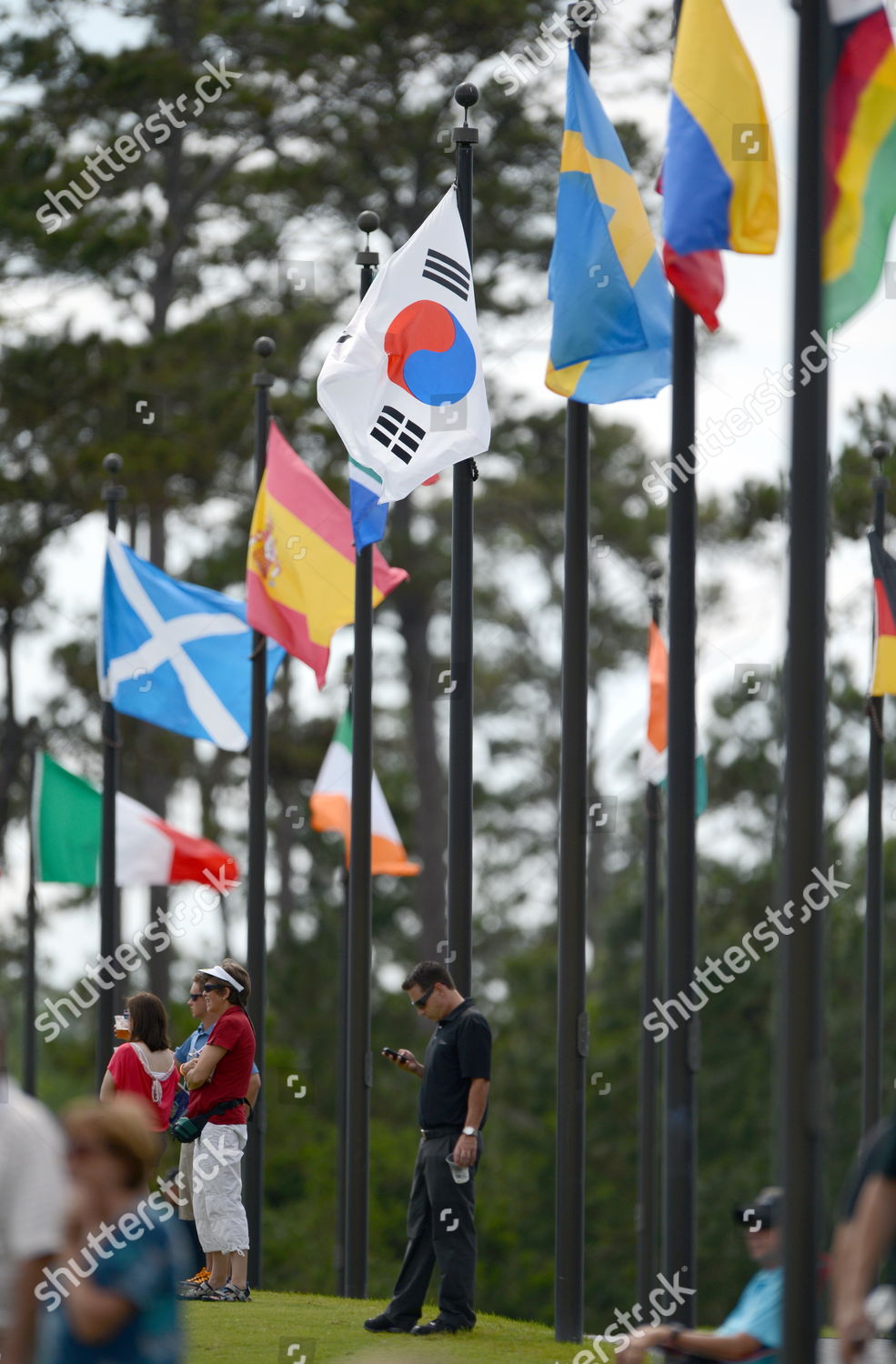 Golf Patrons Stand Under Flags Several Editorial Stock Photo - Stock ...