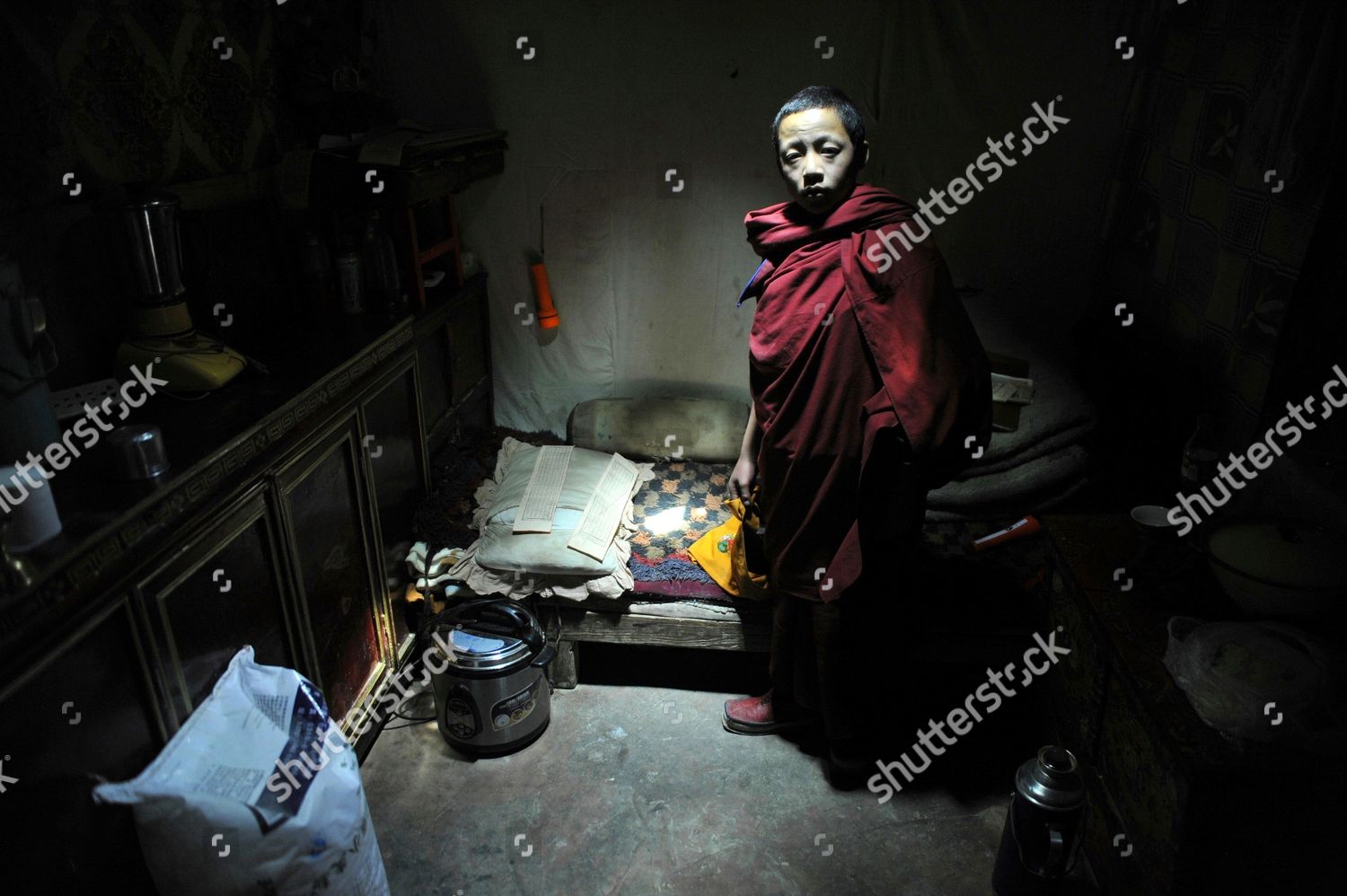 Elevenyearold Tibetan Monk Rests His Room Editorial Stock Photo - Stock ...