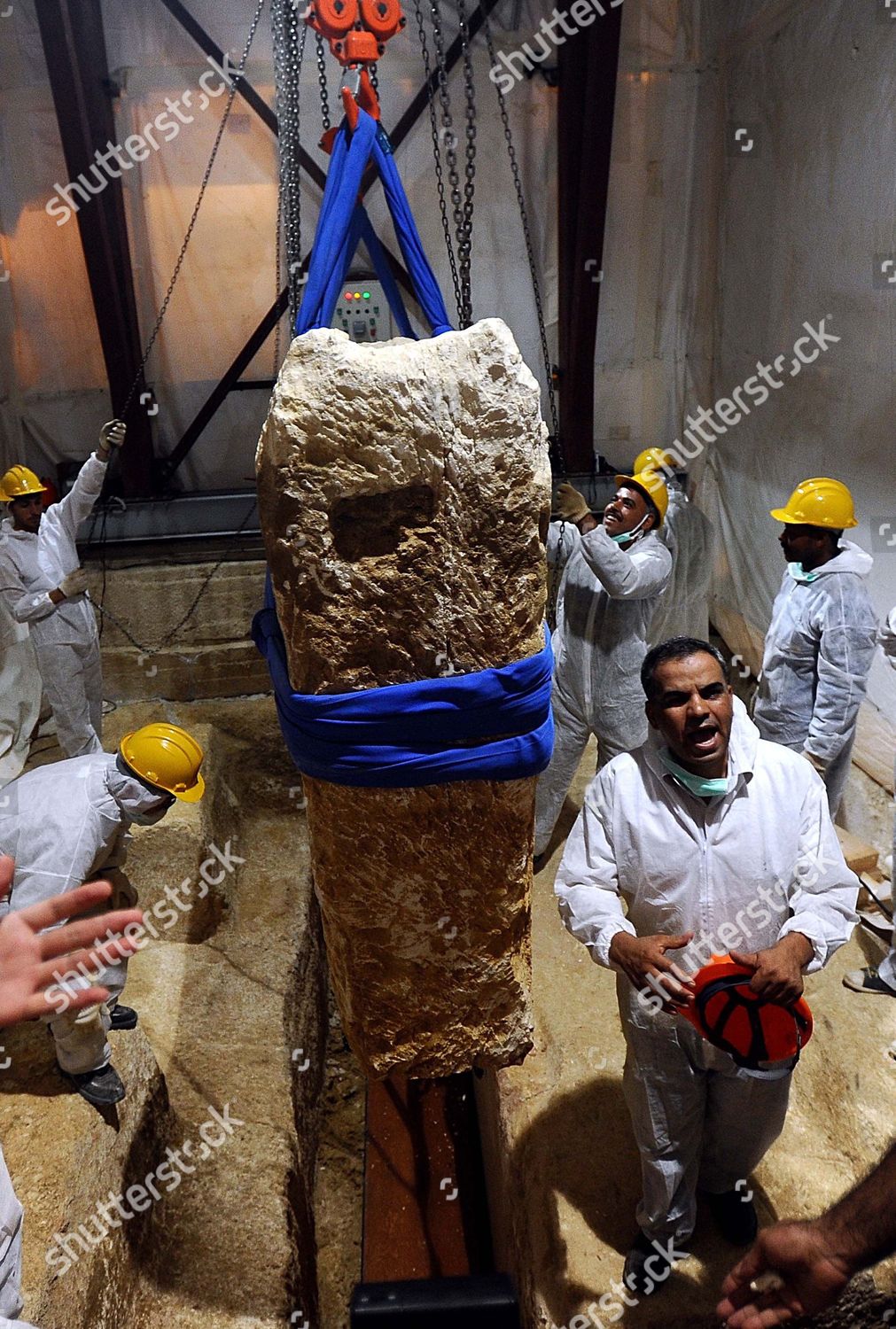 Archeological Workers Remove One Limestone Slabs Editorial Stock Photo ...