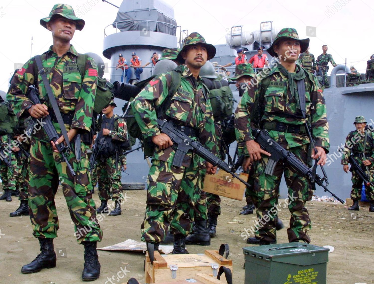 Indonesian Army Soldiers Carry Machine Guns Editorial Stock Photo ...