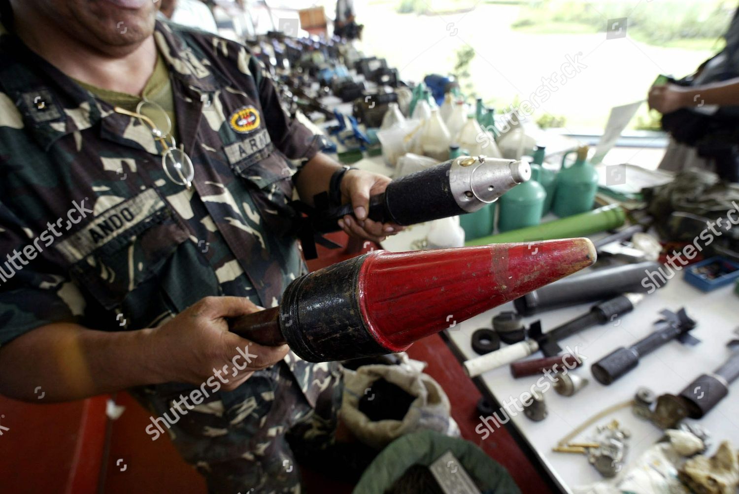 Filipino Soldier Shows Moslem Rebel Rocket Editorial Stock Photo ...