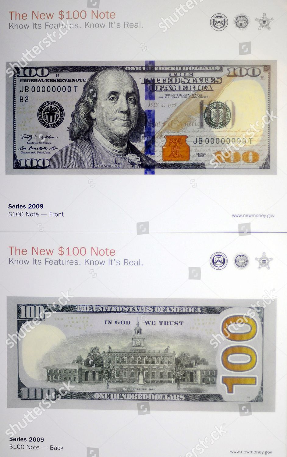 New 100 Note Unveiled Inside Treasury Editorial Stock Photo - Stock ...