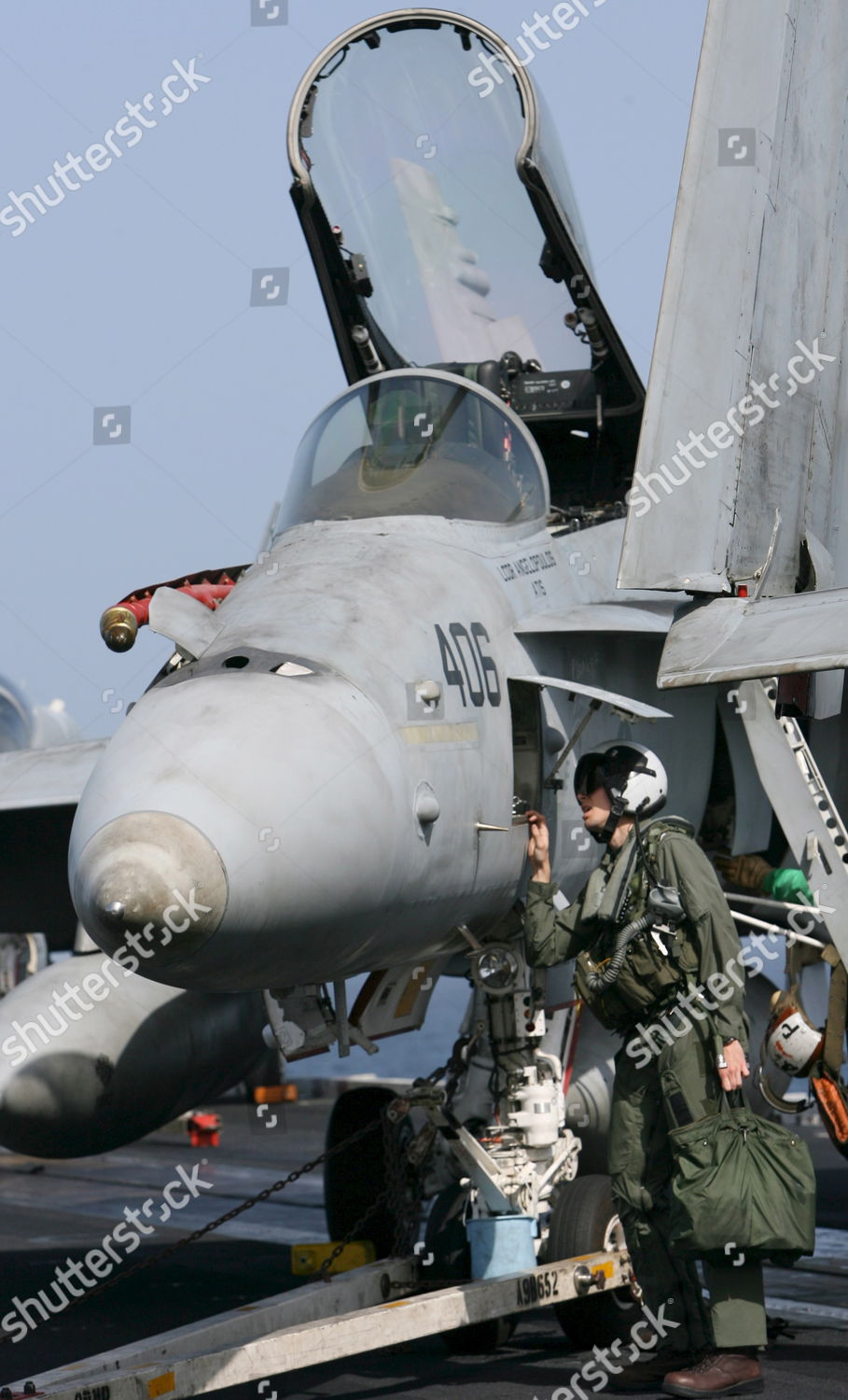 Us Navy Pilot Carries Out Preflight Editorial Stock Photo - Stock Image ...