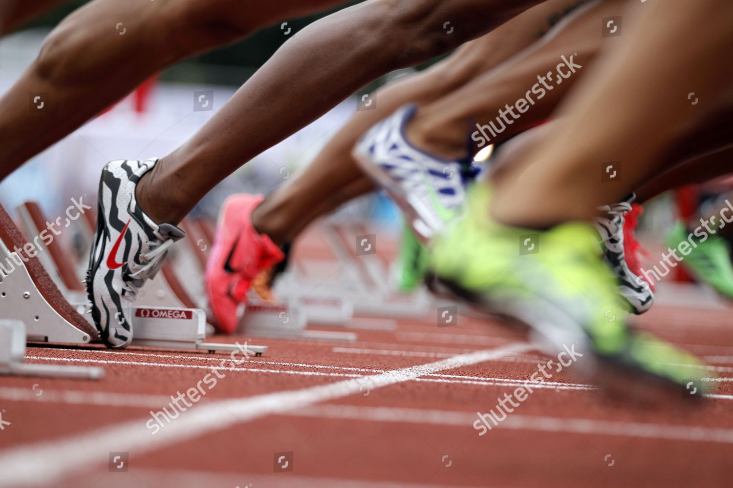 Athletes Release Starting Blocks During 100m Editorial Stock Photo ...