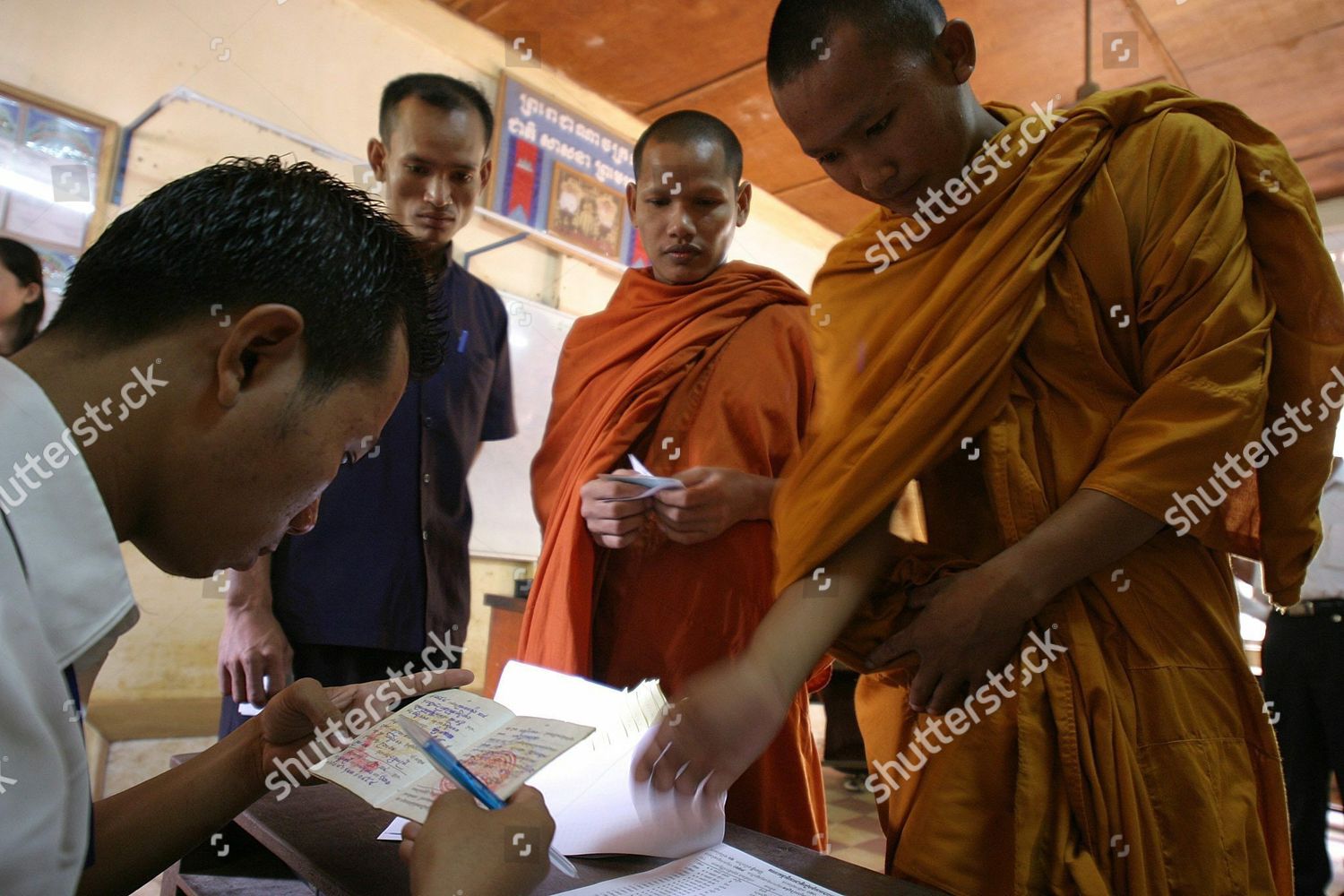 Buddhist Monk Hands Over Identification Documents Editorial Stock Photo ...