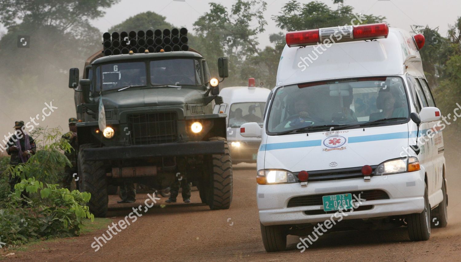 Cambodian Ambulances Drive Past Multirocket Launcher Editorial Stock ...