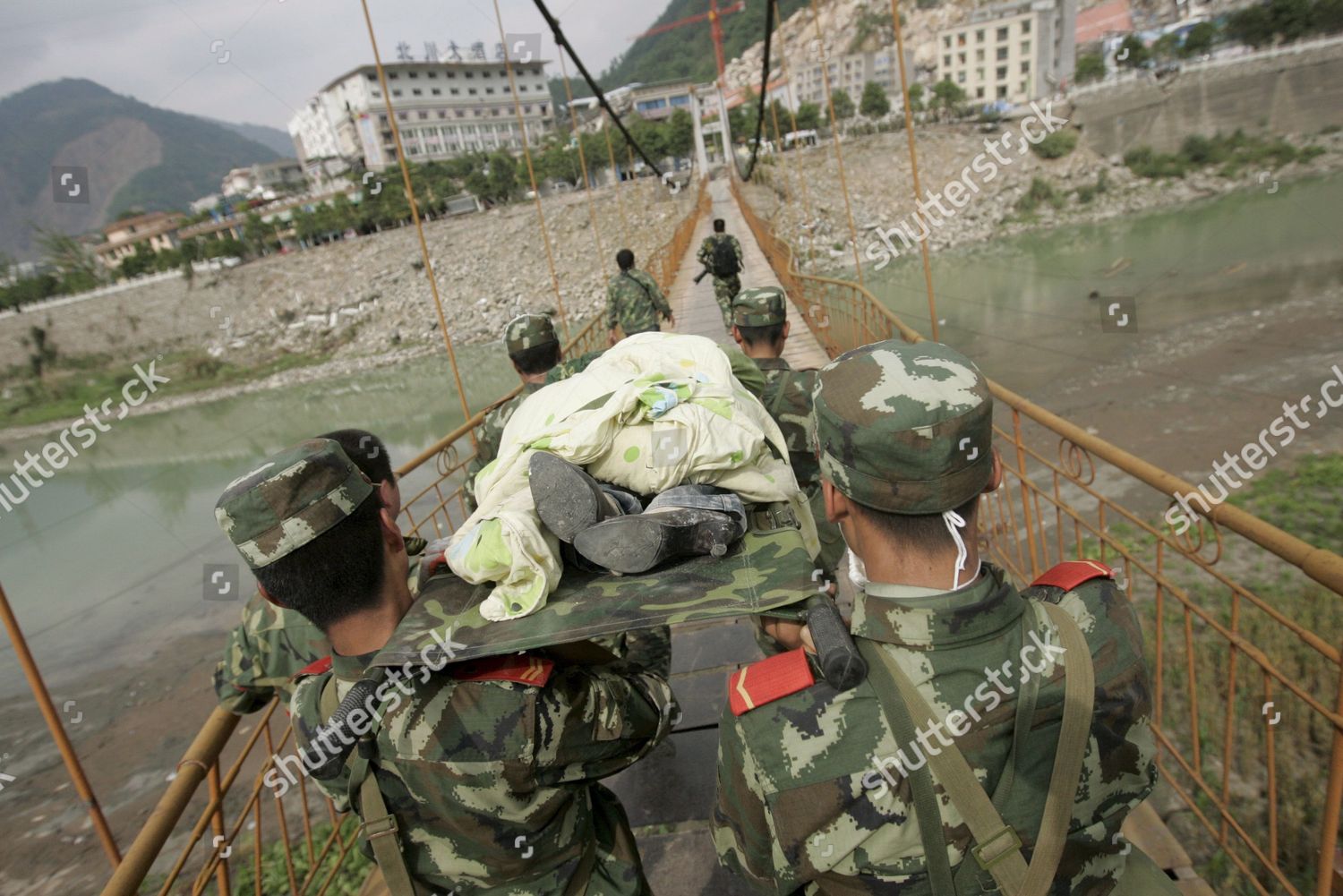 Chinese Soldiers Carry Corpse Across Bridge Editorial Stock Photo ...
