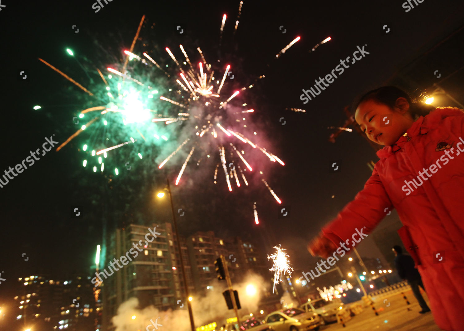 Chinese Girl Play Sparklers Fireworks Go Editorial Stock Photo - Stock ...