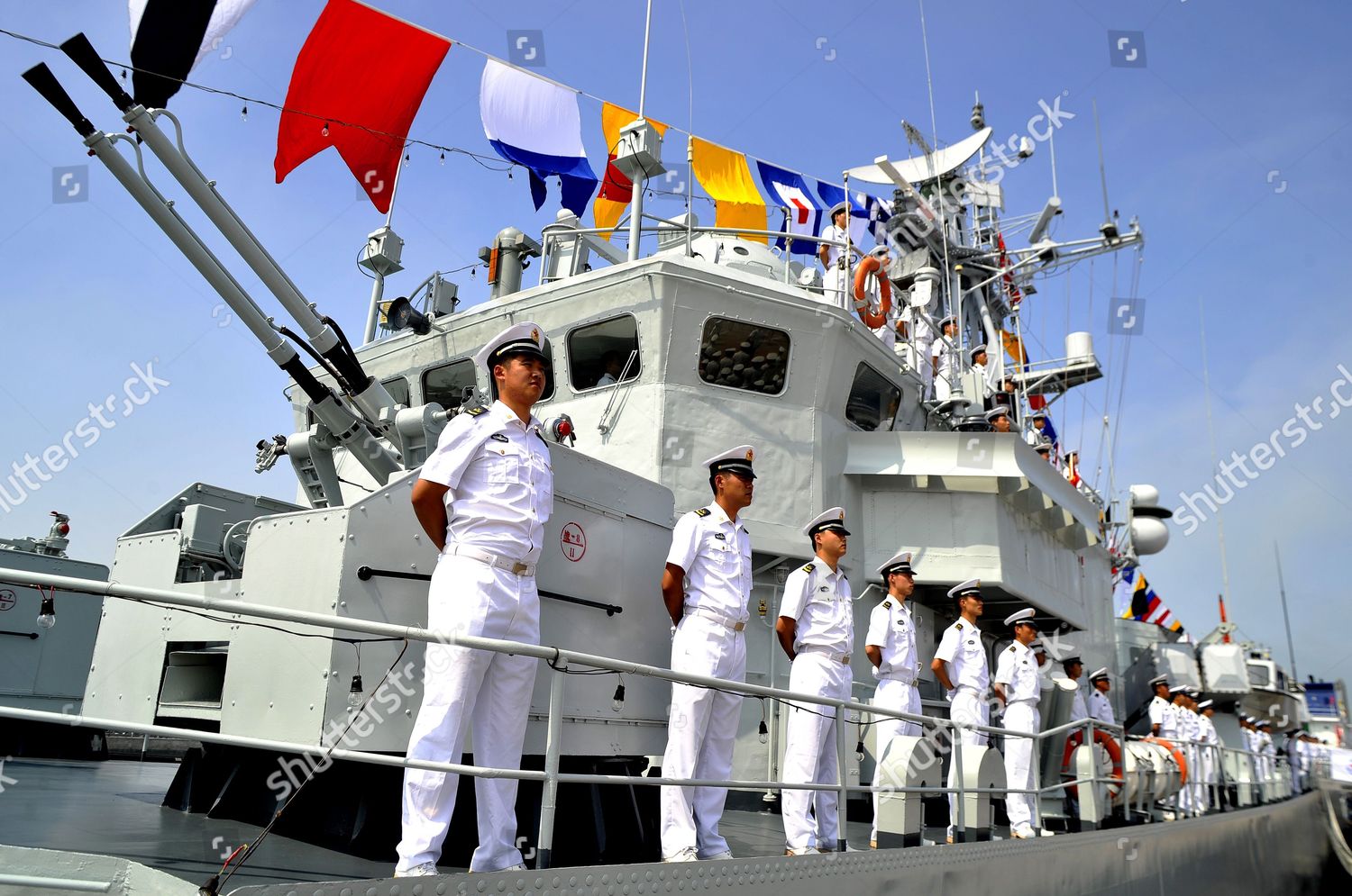 Chinese Navy Soldiers Stand On Deck Editorial Stock Photo - Stock Image ...