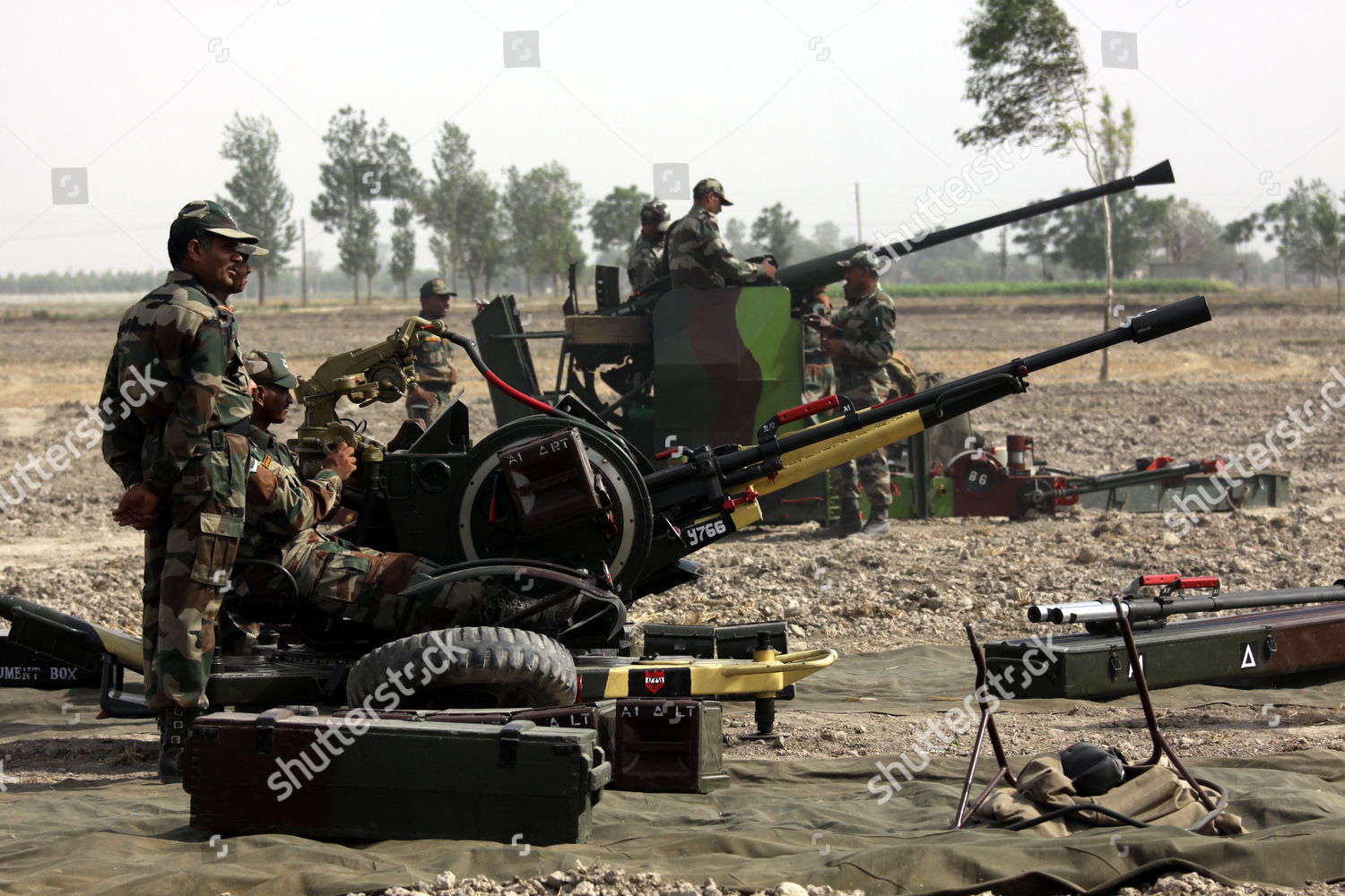 Indian Soldiers Man Zu23 Double Barrel Editorial Stock Photo Stock
