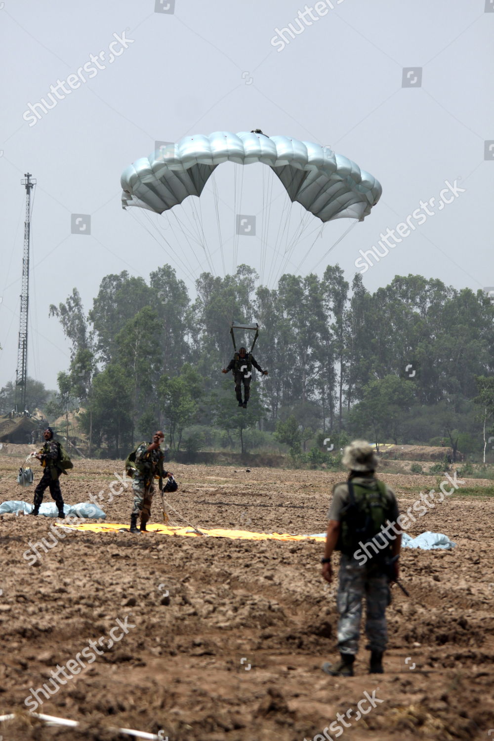 Indian Paratroopers Land On Field During Editorial Stock Photo - Stock ...