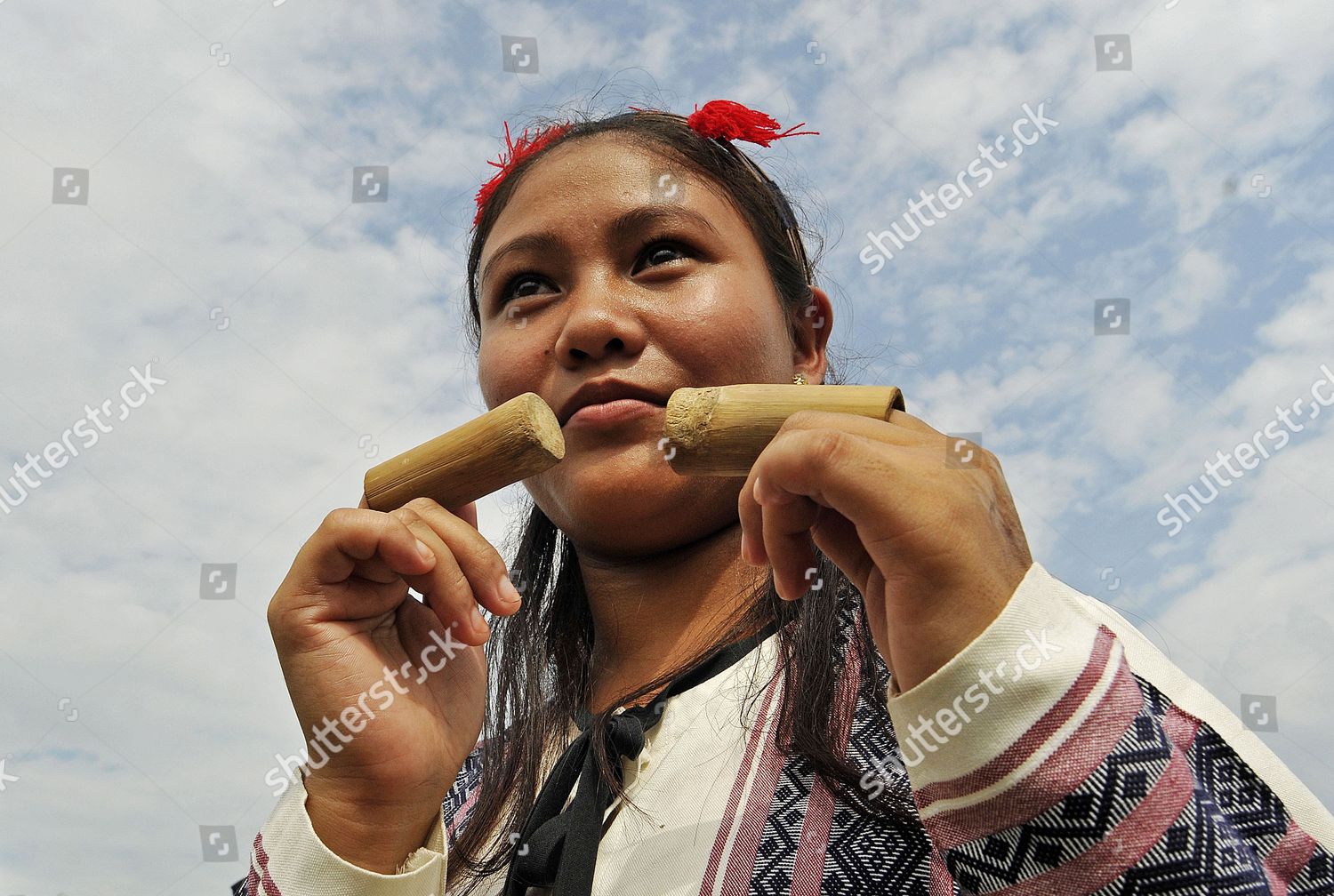Biate Tribal Girl Playing Musical Instrument Editorial Stock Photo ...