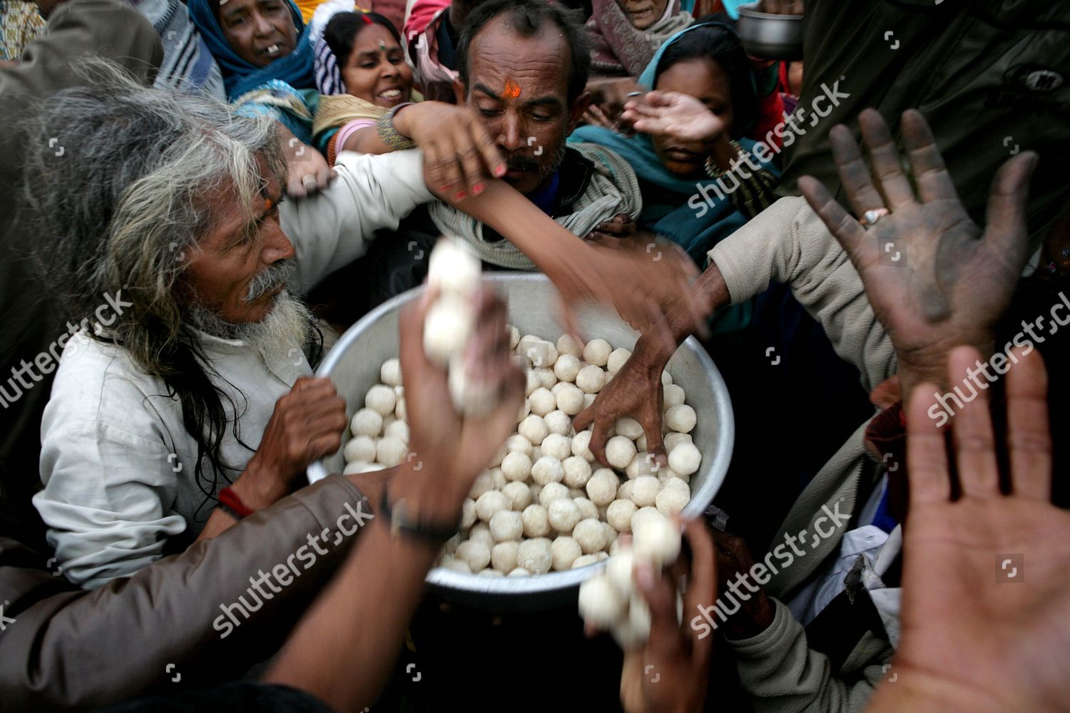 Indian Devotees Receive Prasad Sanctified Food Editorial Stock Photo ...