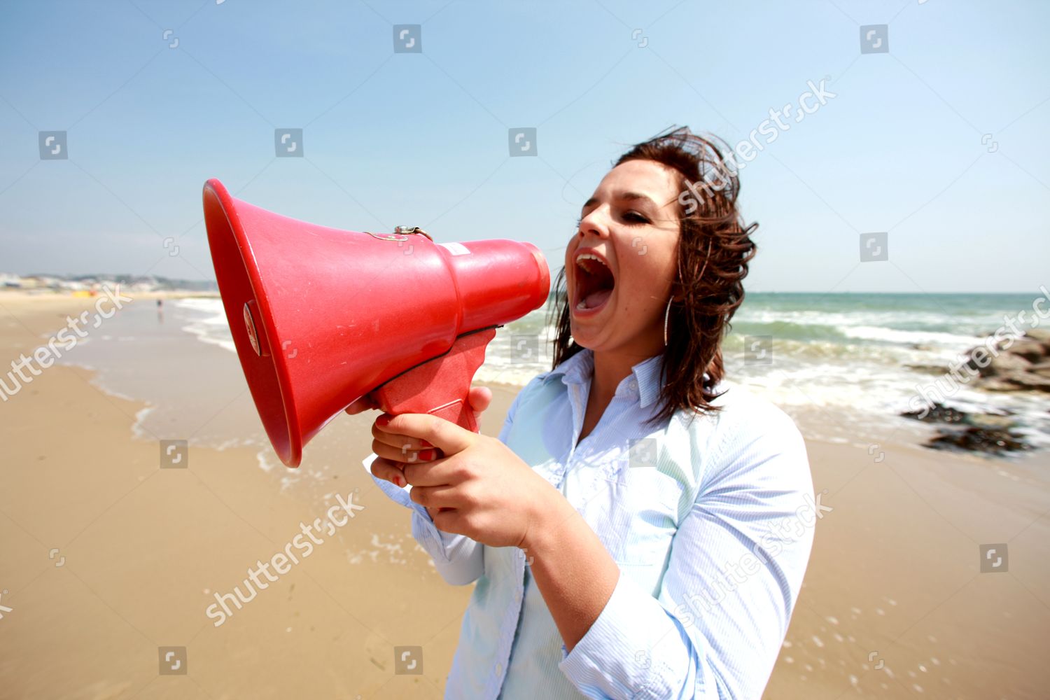 Model Released Young Woman Using Megaphone Editorial Stock Photo ...