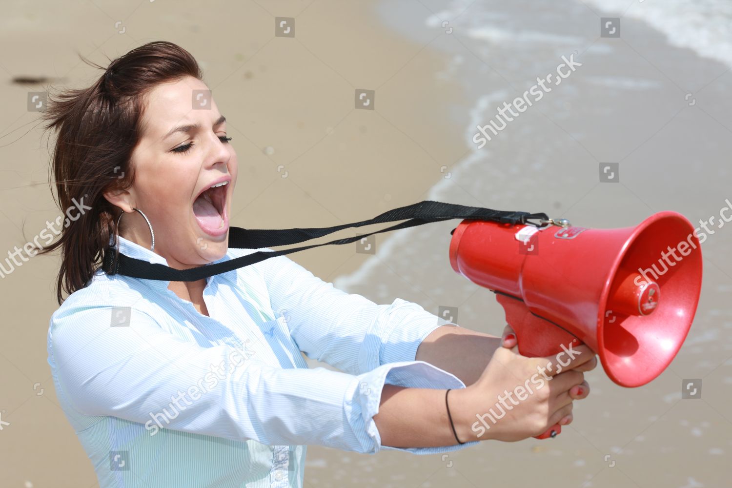 Model Released Young Woman Using Megaphone Editorial Stock Photo ...