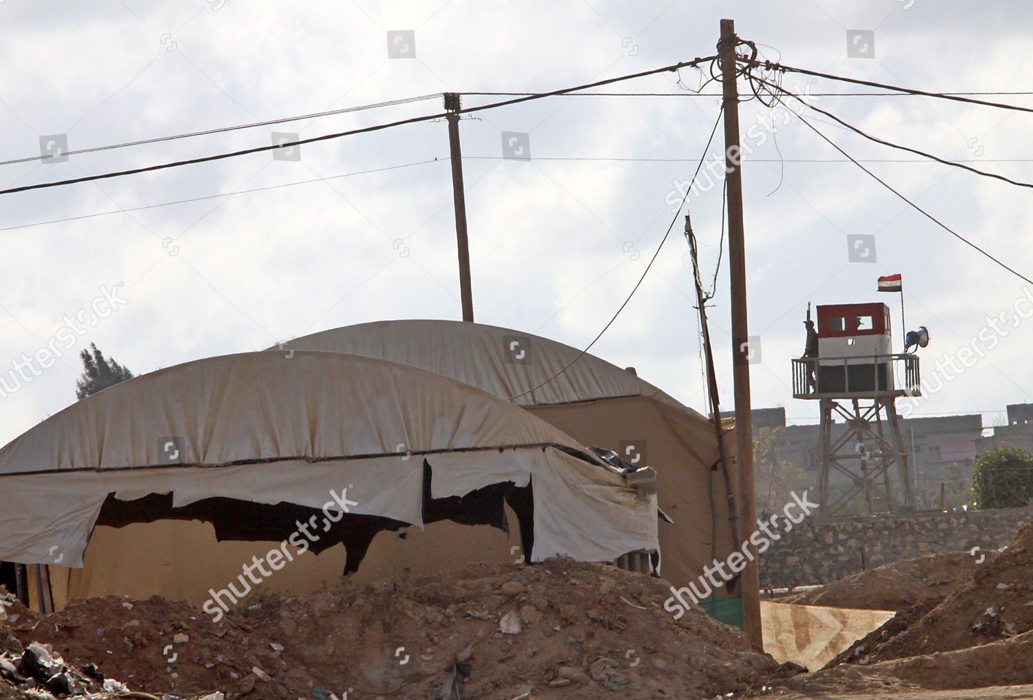Egyptian Soldier Stands Guard Watchtower R Editorial Stock Photo ...