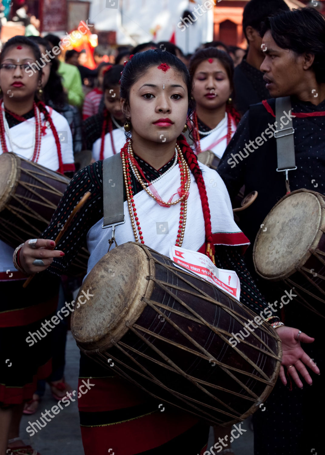 Young Newari Girls Wearing Traditional Attire Editorial Stock Photo ...
