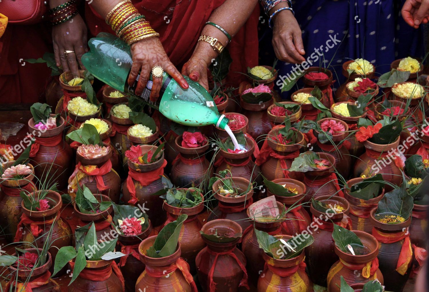 Nepalese Hindu Woman Puts Cow Milk Editorial Stock Photo - Stock Image ...