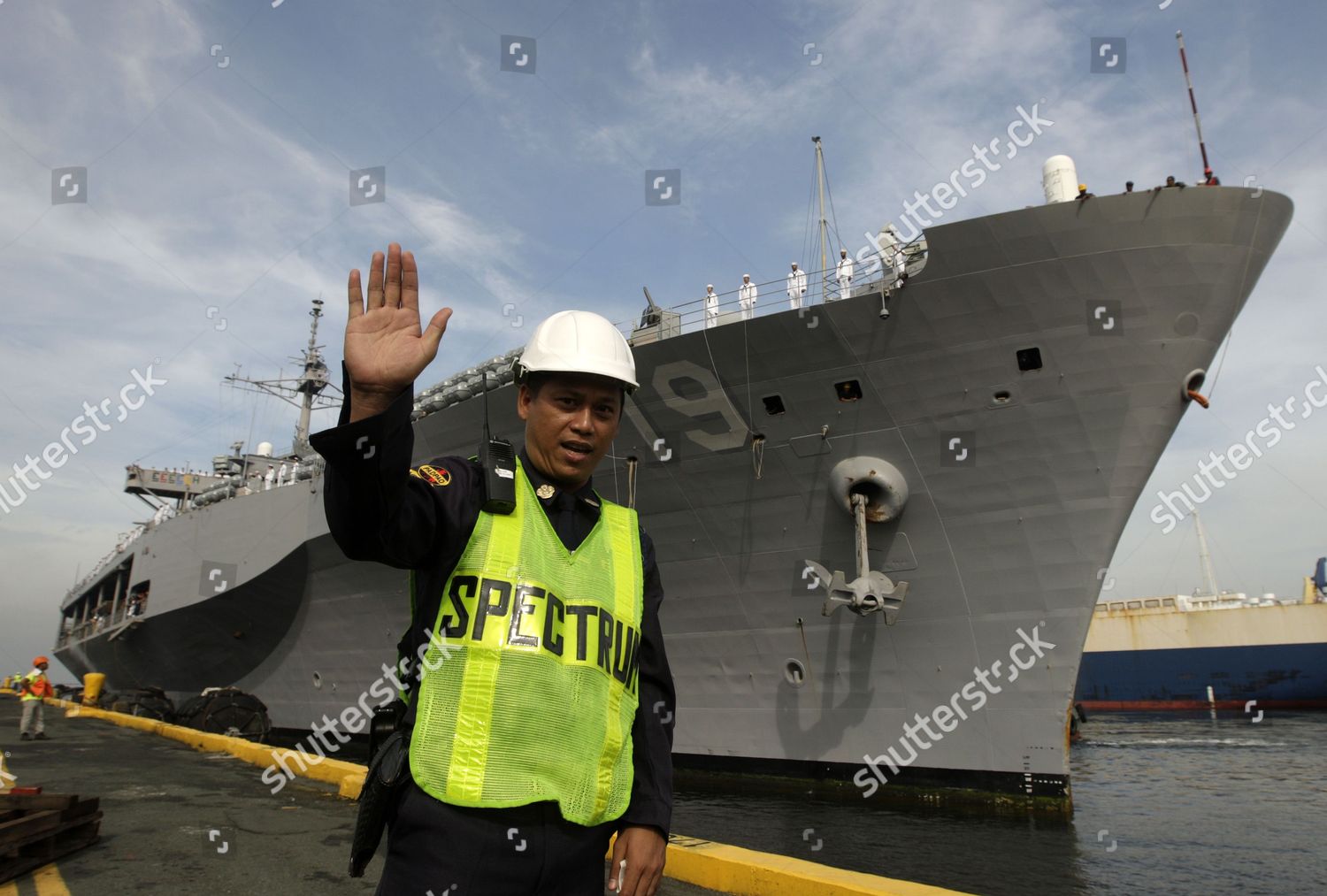 Filipino Port Security Officer Stands Guard Editorial Stock Photo ...