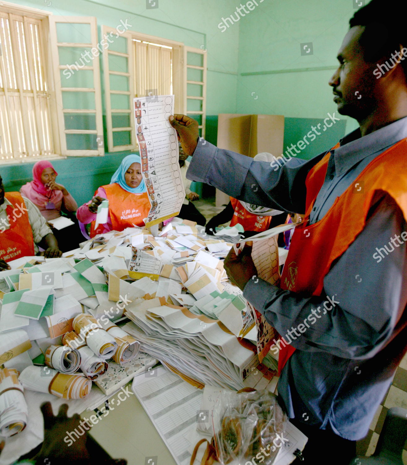 National Election Commission Worker Looks Ballot Editorial Stock Photo ...