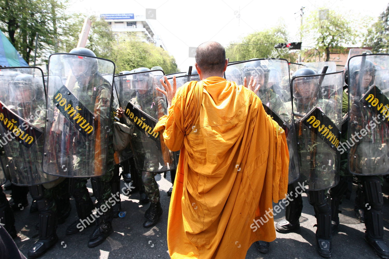 Thai Buddhist Monk Faces Army Soldiers Editorial Stock Photo - Stock ...