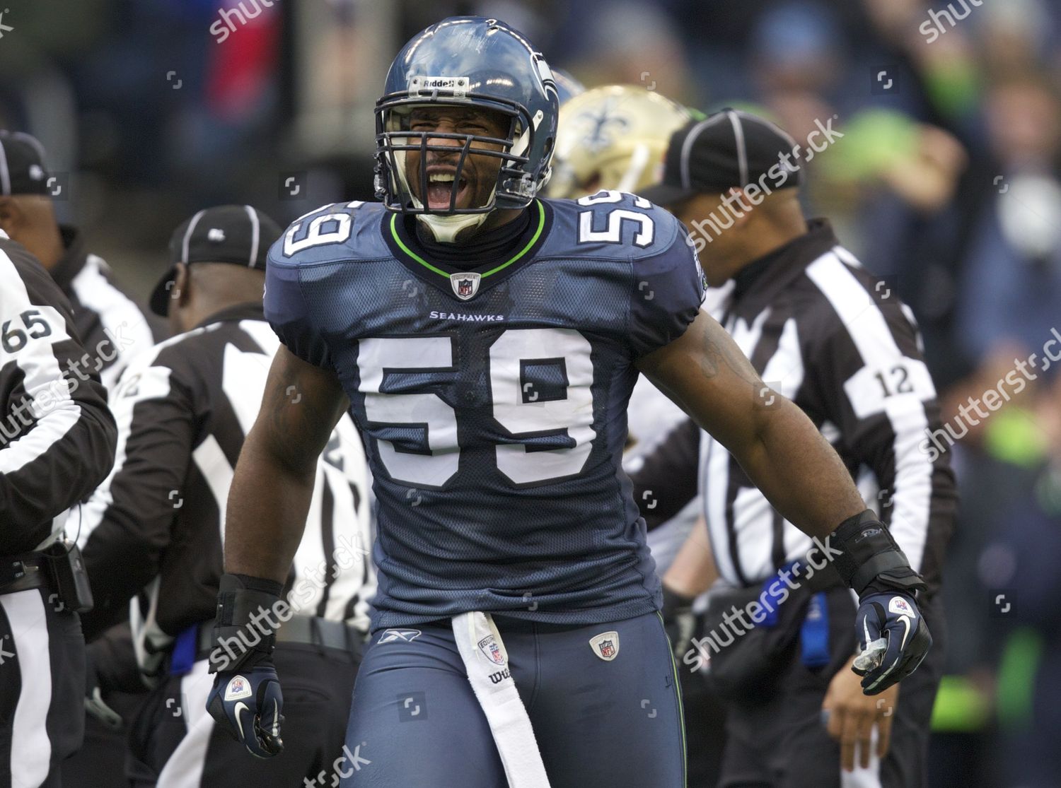 Seattle Seahawks Linebacker Aaron Curry Celebrates Editorial Stock ...