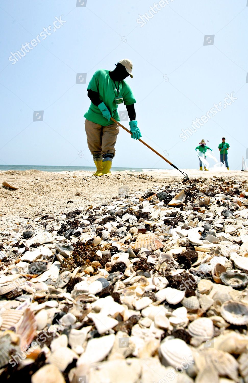 Clean Worker Rakes Mix Oil Stained Editorial Stock Photo - Stock Image ...
