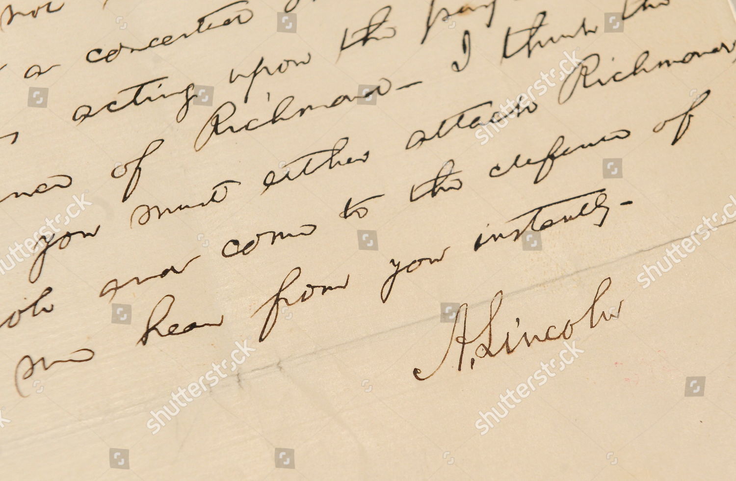 Civil Warera Letter Abraham Lincoln General Editorial Stock Photo ...