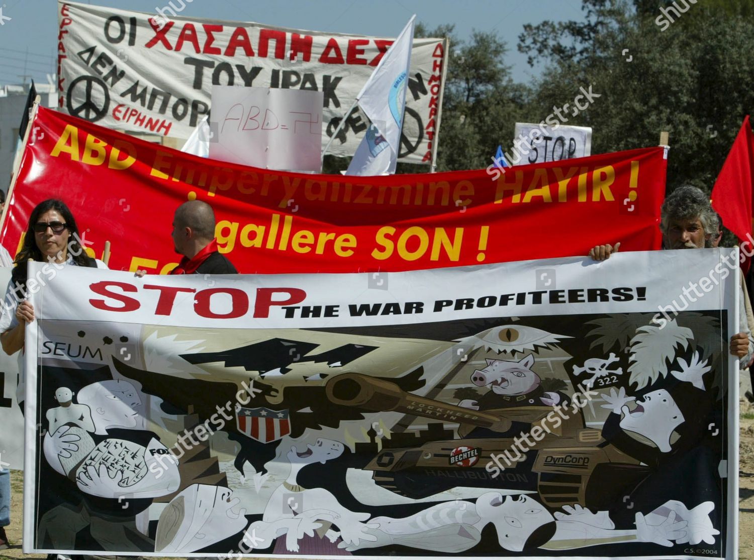 Protesters Stand Behind Large Banner During Editorial Stock Photo ...