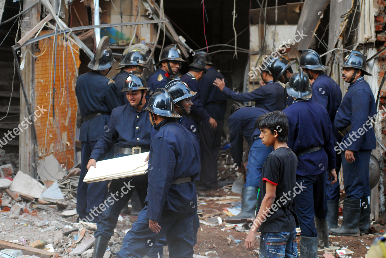 Indian Fire Brigade Personnel Inspests Fourstorey Editorial Stock Photo ...