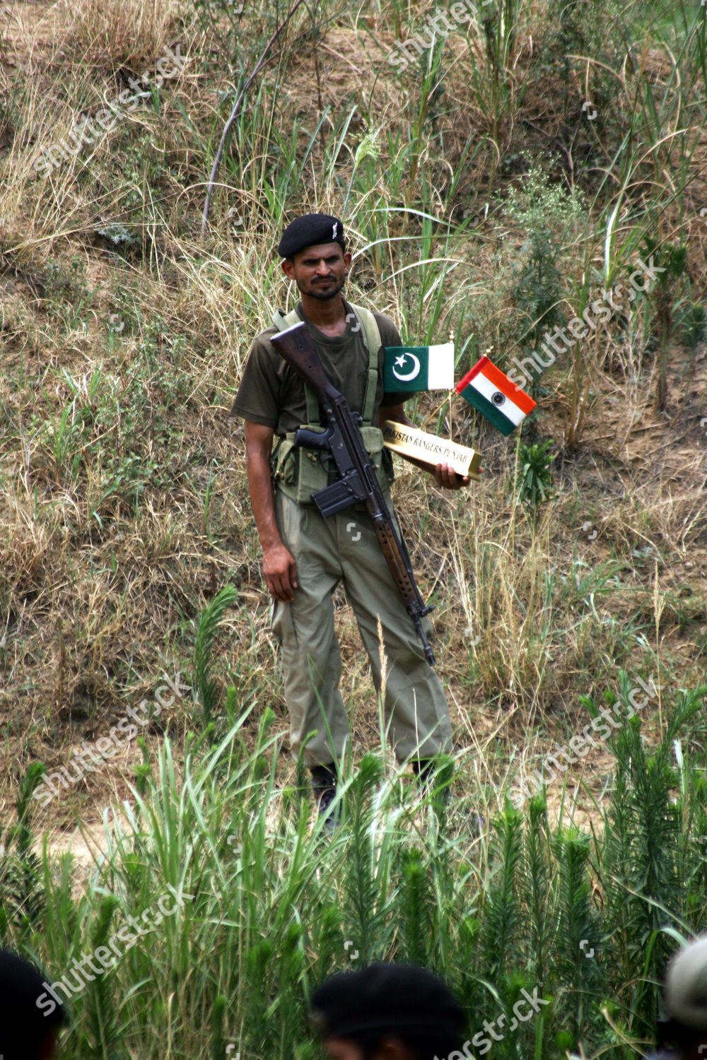 Pakistani Ranger Holds Flags India Pakistan Editorial Stock Photo ...