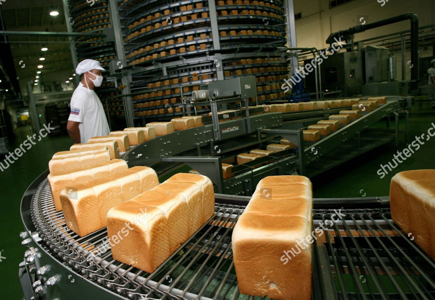 Filipino Worker Watches Pile Bread Factory Editorial Stock Photo ...