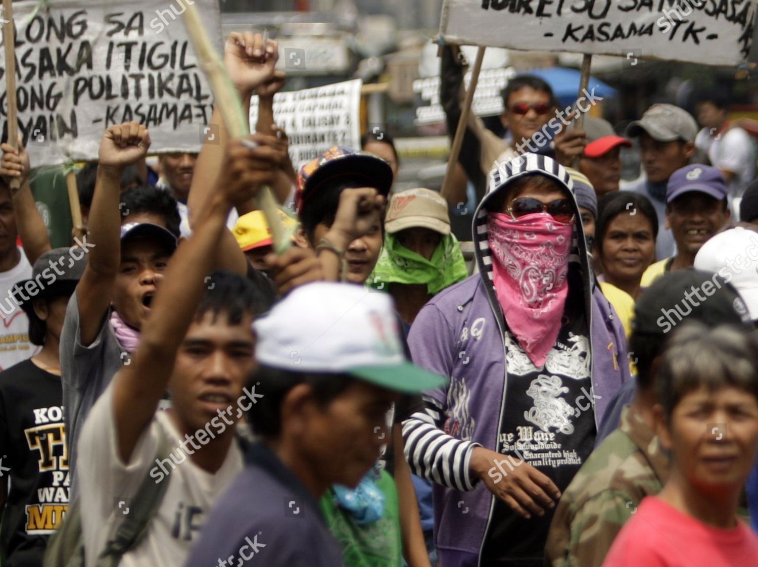 Filipinos March Street Manila Philippines On Editorial Stock Photo ...
