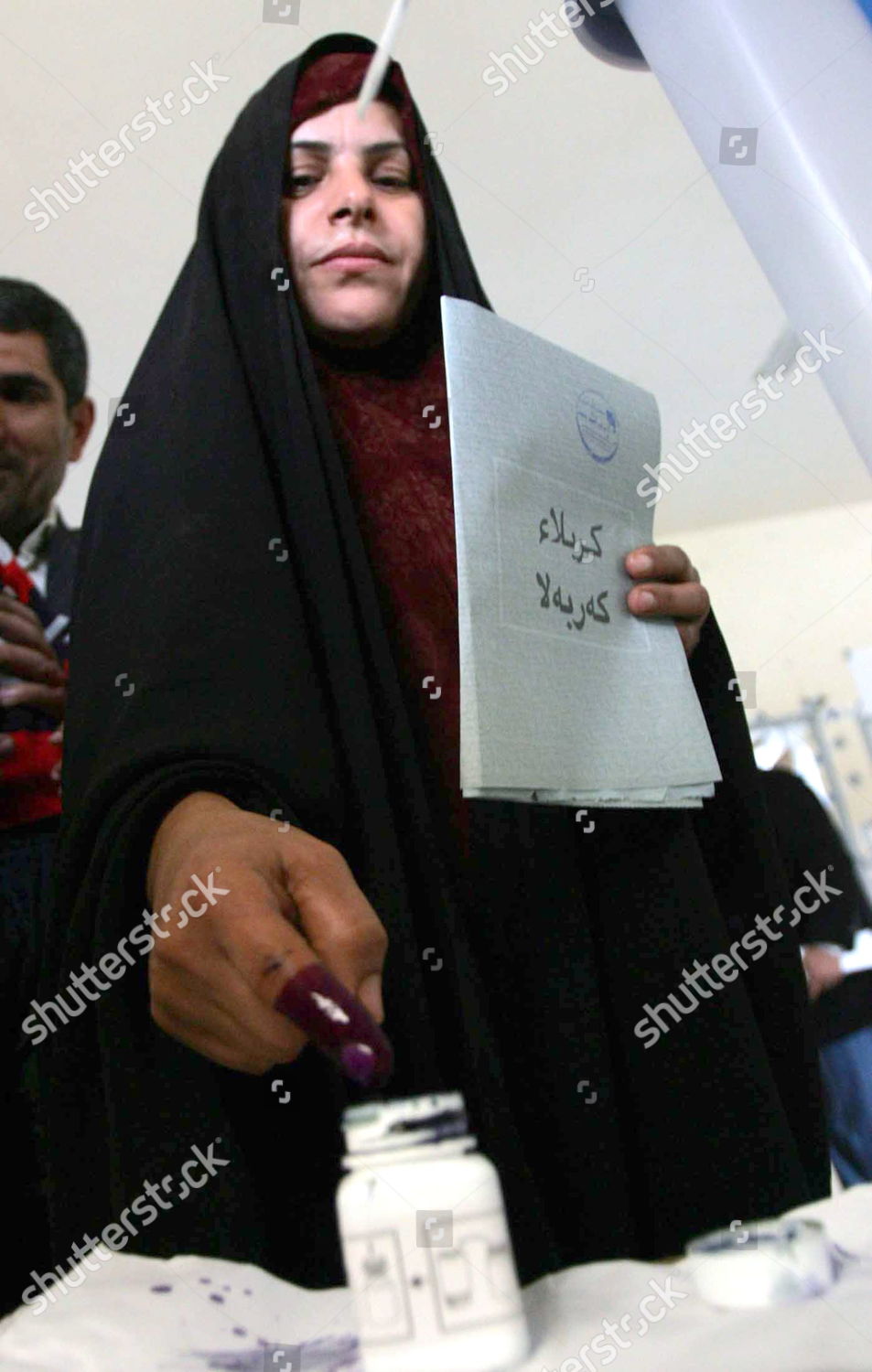 Iraqi Woman Dips Her Finger Ink Editorial Stock Photo - Stock Image ...