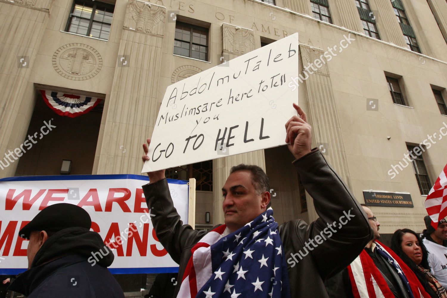 Protester Walid Mourad Holds Placard Reading Editorial Stock Photo ...