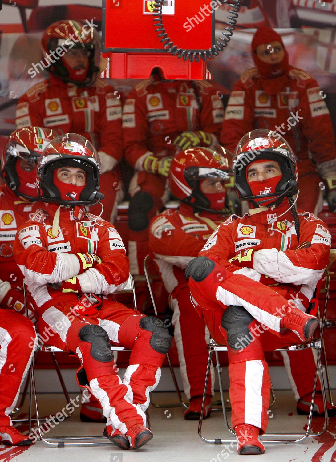 Ferrari Team Mechanics Sit Garage During Editorial Stock Photo - Stock ...