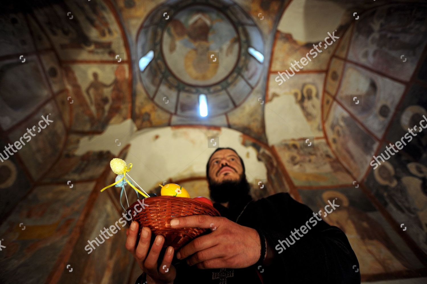 Bulgaria Orthodox Monk Holds Coloured Eggs Editorial Stock Photo ...