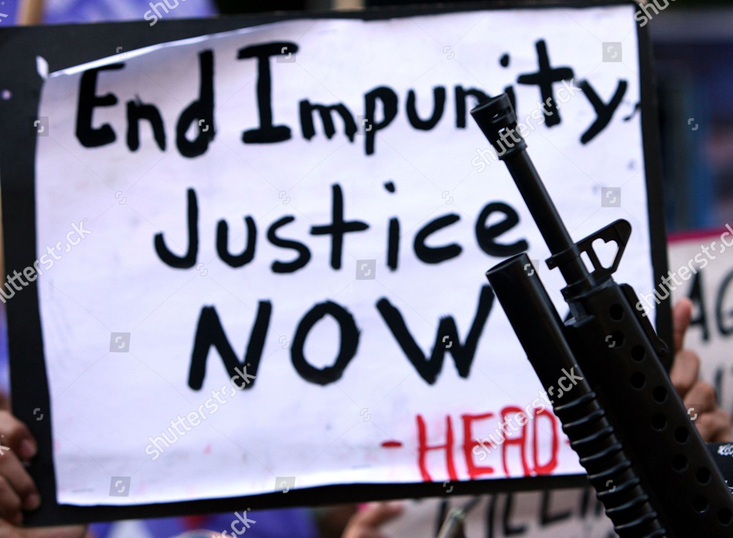 Prop Gun Seen Front Placard During Editorial Stock Photo - Stock Image ...
