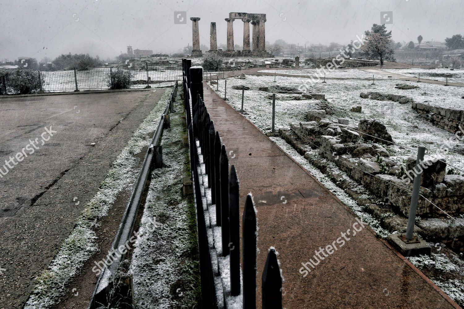 Snow Falls Archaeological Excavations Site Ancient Editorial Stock ...