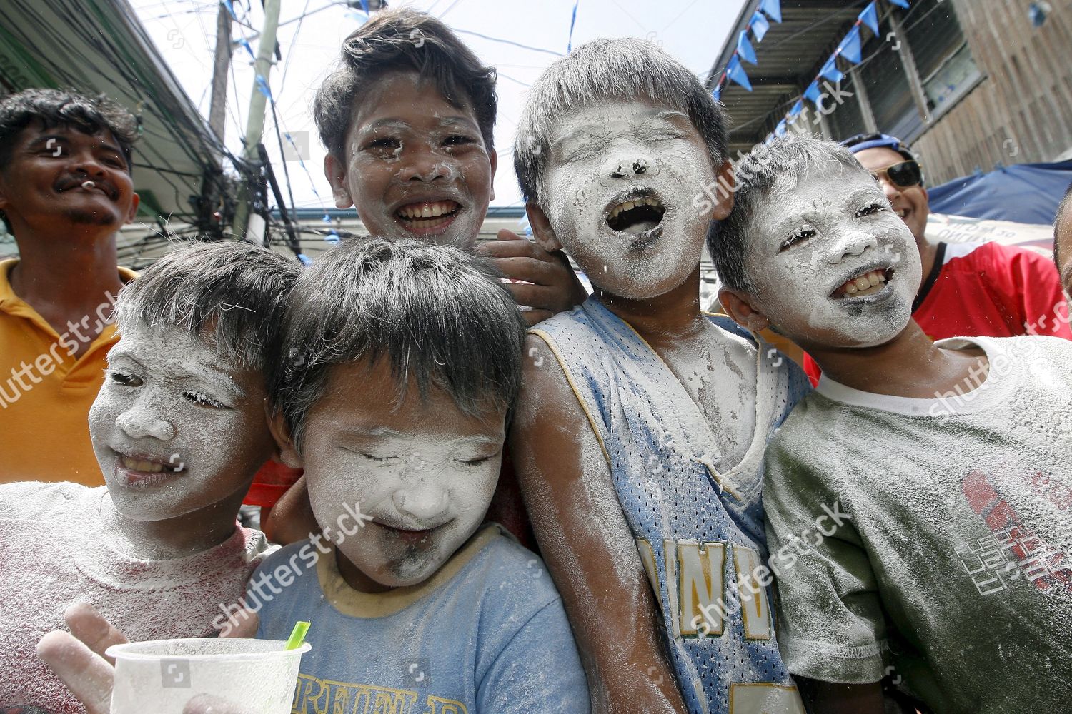Filipino Children Smile Their Faces Covered Editorial Stock Photo ...