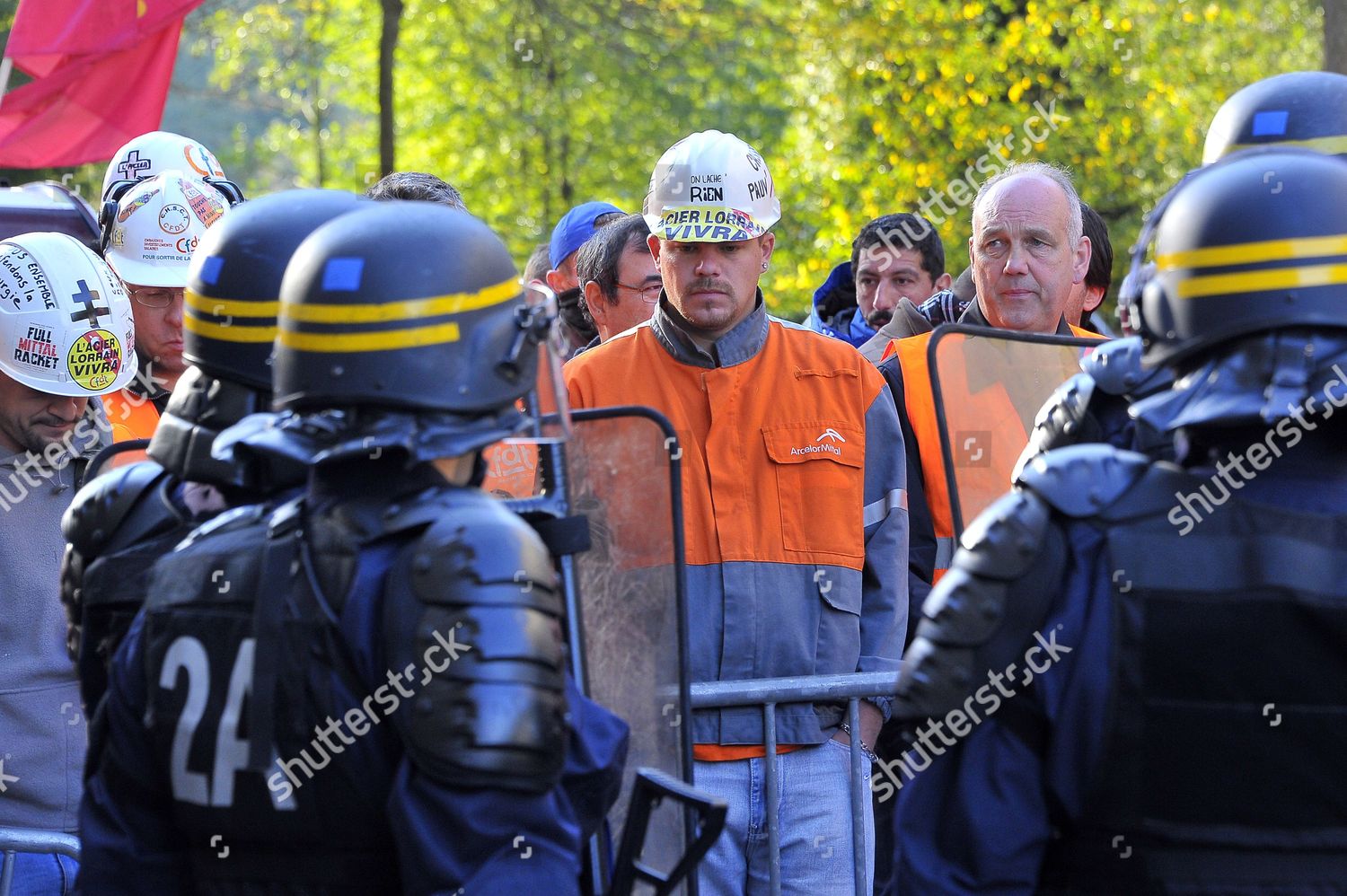 French Steelworkers Florange Factory Face Police Editorial Stock Photo ...