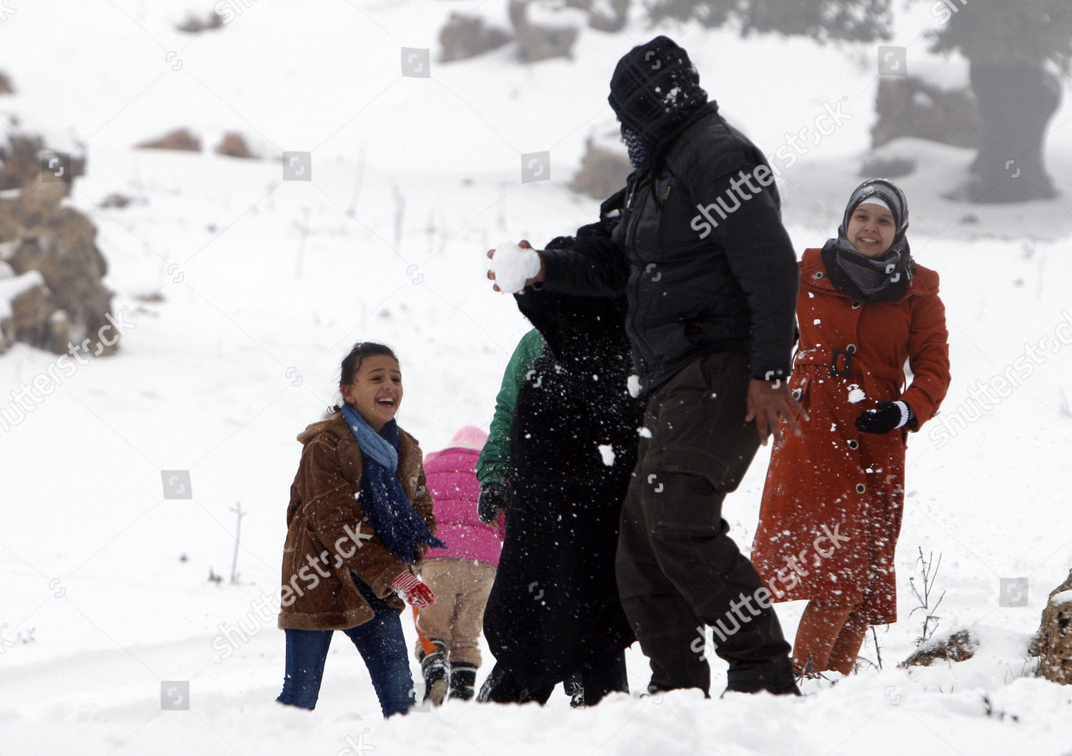 Jordanian Citizens Play Snow Amman Jordan Editorial Stock Photo - Stock ...