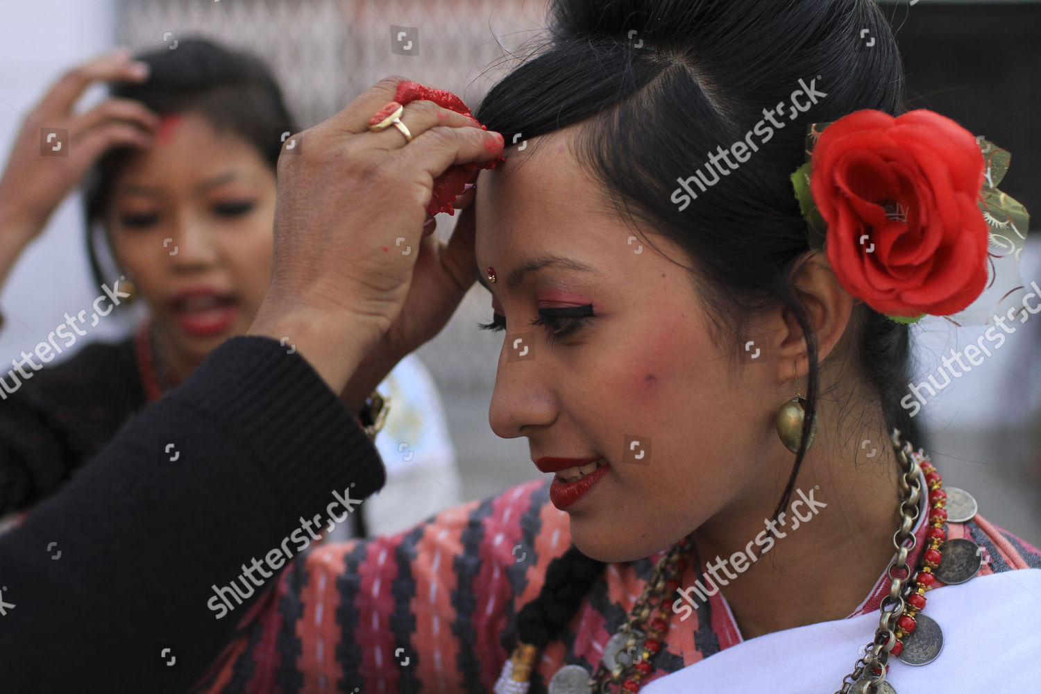 Young Ethnic Newari Girl Gets Tika Editorial Stock Photo - Stock Image ...