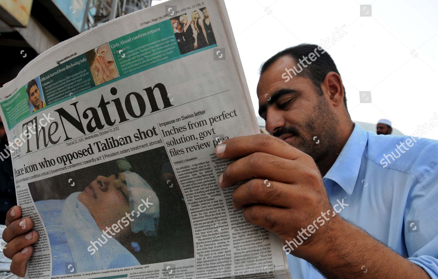 Local Resident Holds Newspaper Malala Yousafzai Editorial Stock Photo ...